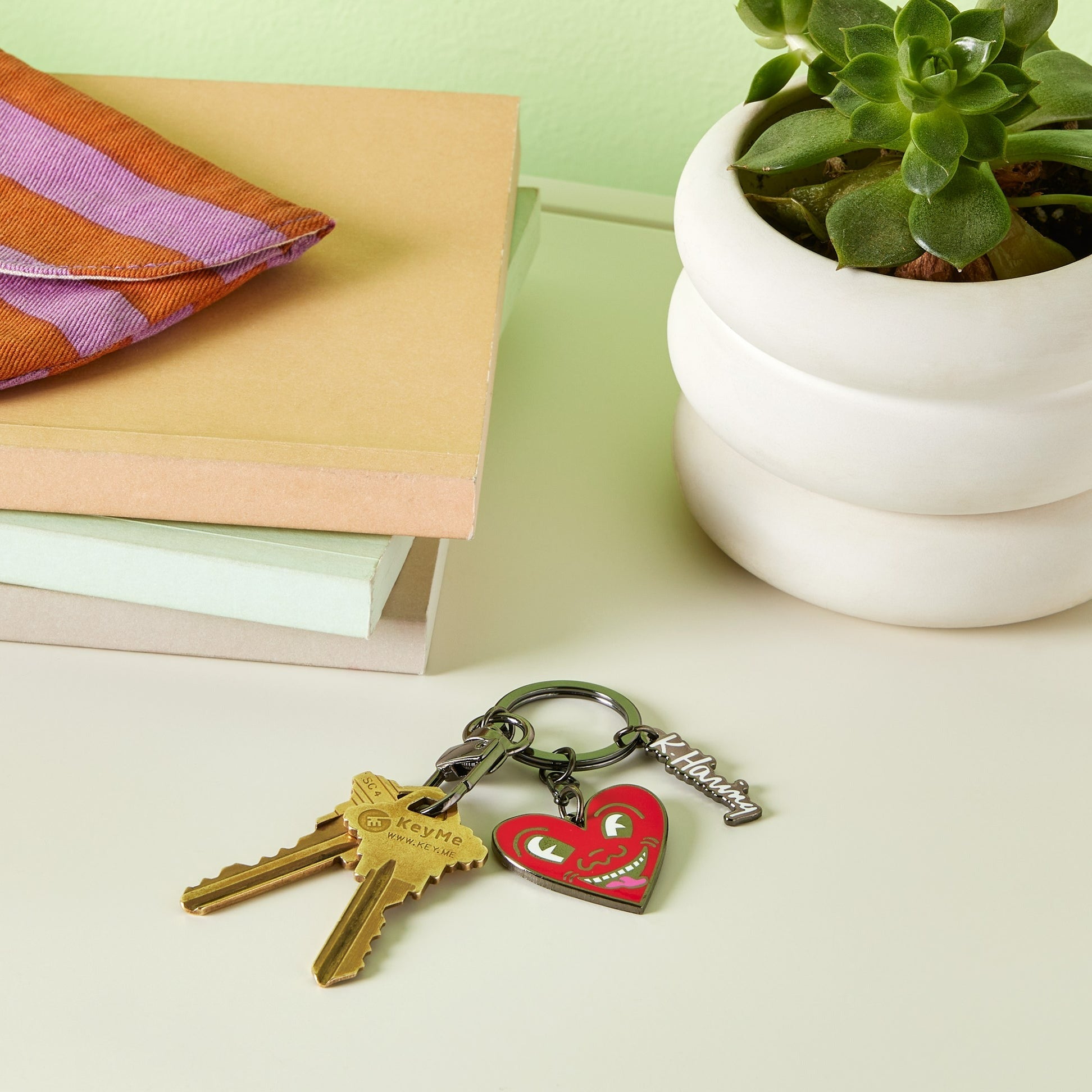 Haring Red Heart Face Keychain - SFMOMA Museum Store